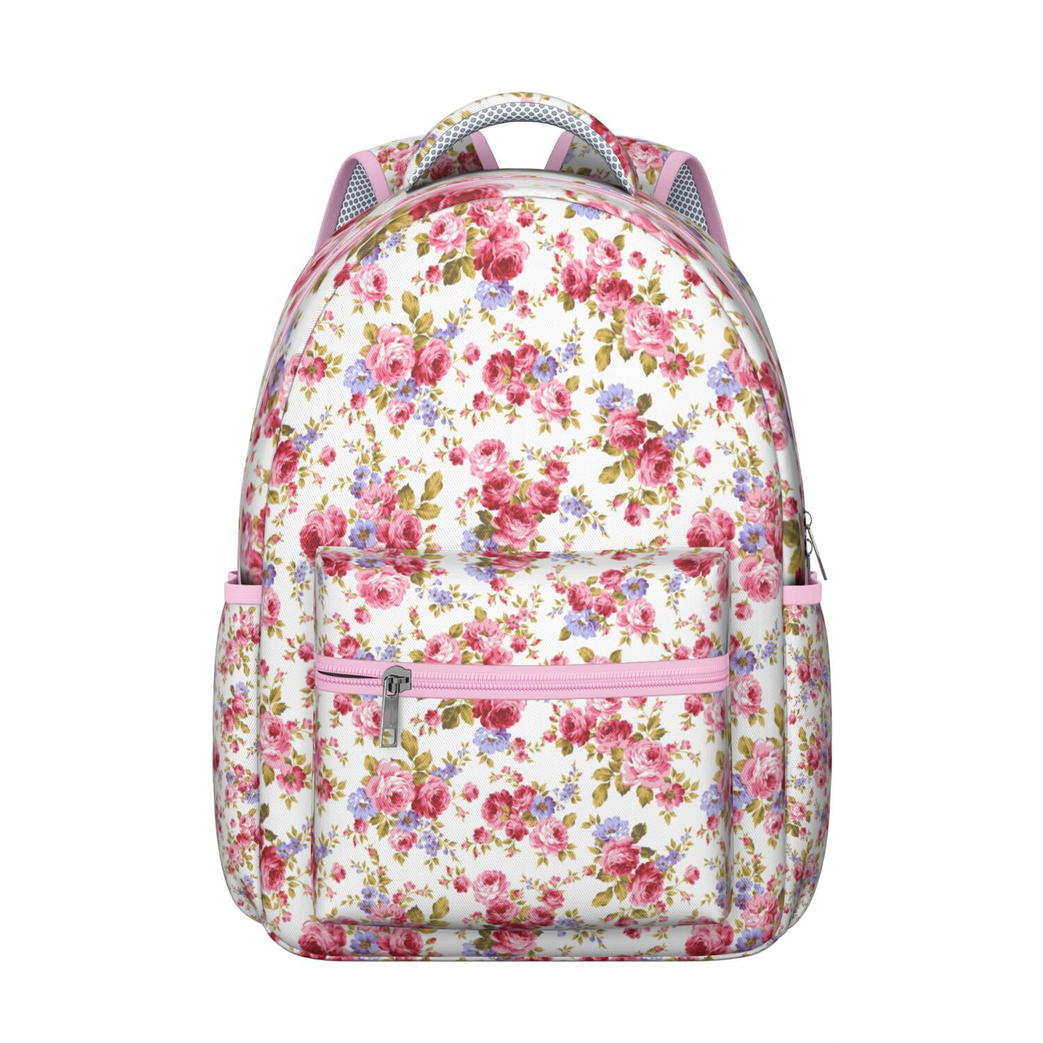 Vintage Flower Design Students Backpack Lightweight and Multifunctional ...