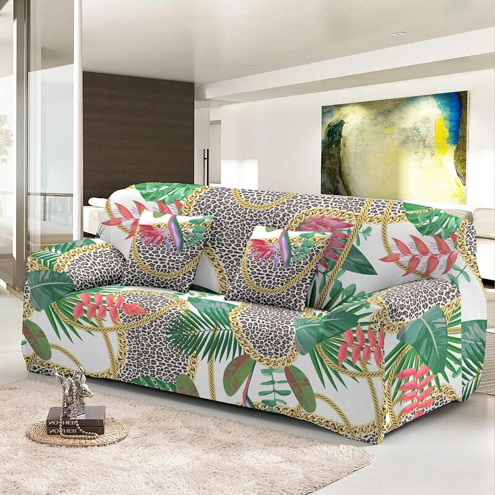 Vintage Flower Gold Chain Design Sofa Covers For Living Room Couch ...