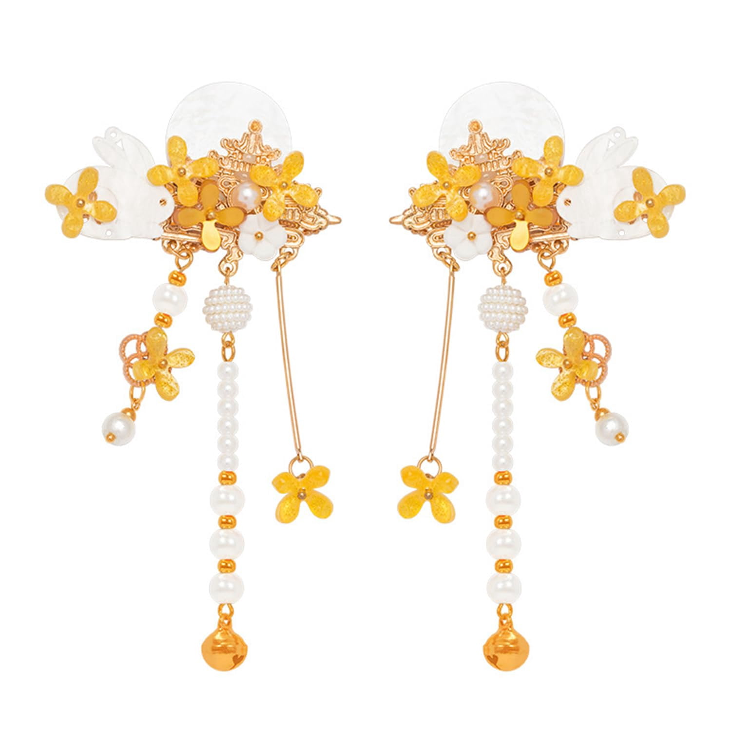 Vintage Flower Hair Clips, A Pair of Yellow Osmanthus Decorative Hair ...
