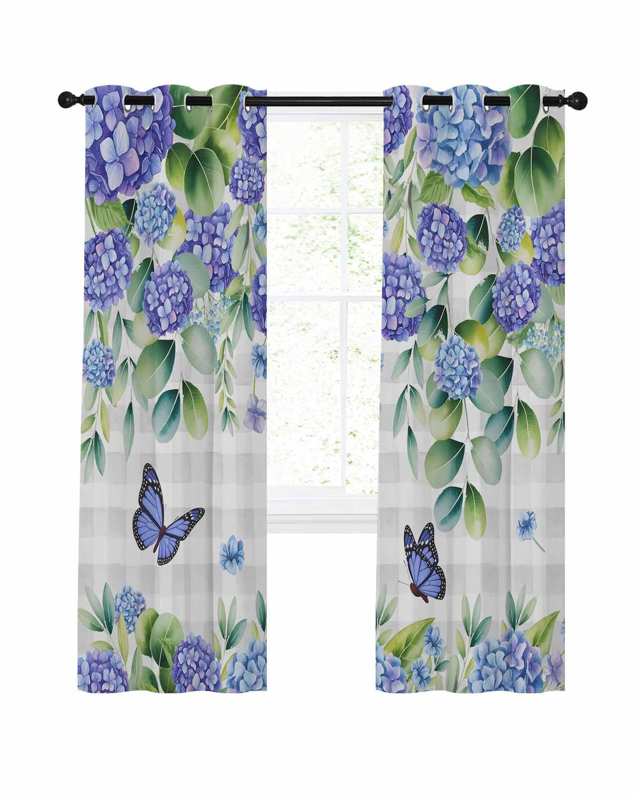 Vintage Flower Leaf Blackout Curtains for Bedroom Living Room, Purple ...