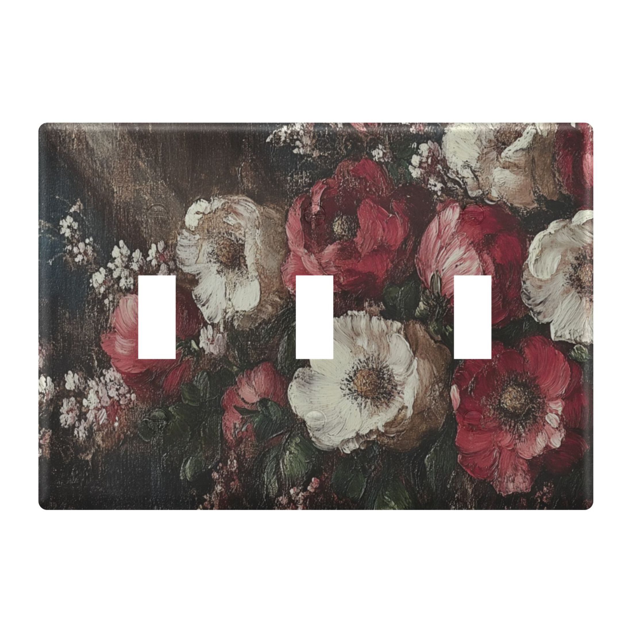 Vintage Flower Oil Painting Light Switch Cover Decorative 3 Gang Wall ...