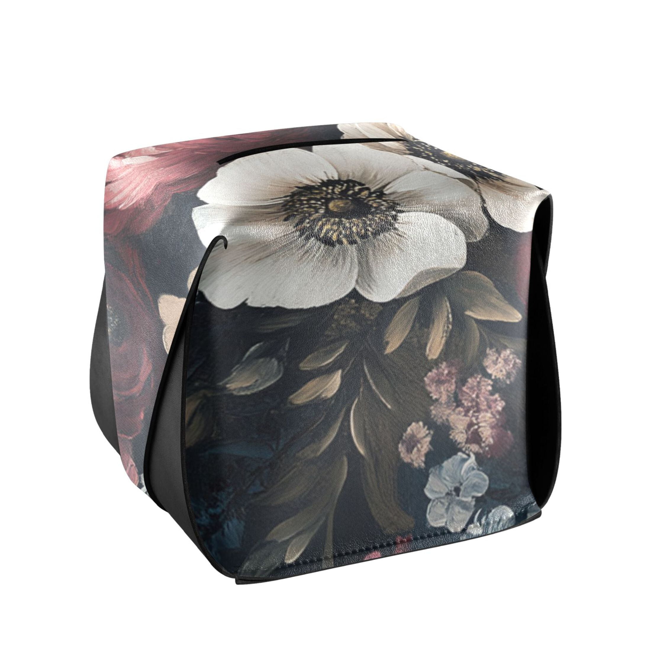 Vintage Flower Oil Painting Tissue Box Cover Leather Square Rectangle ...