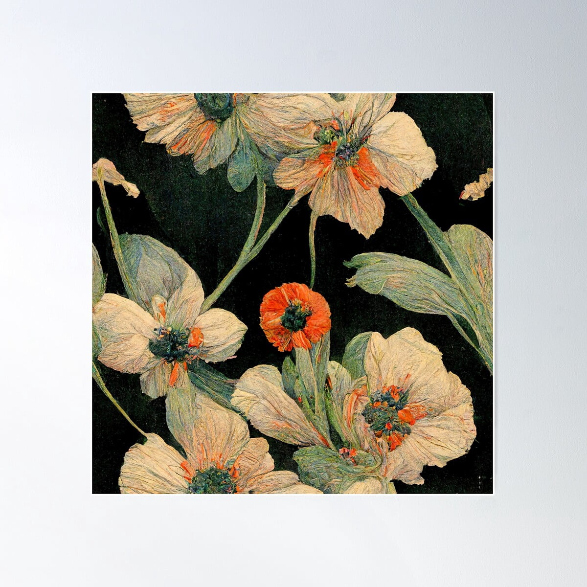 Vintage Flower Patern Poster Wall Art, Modern Wall Decor For Living ...