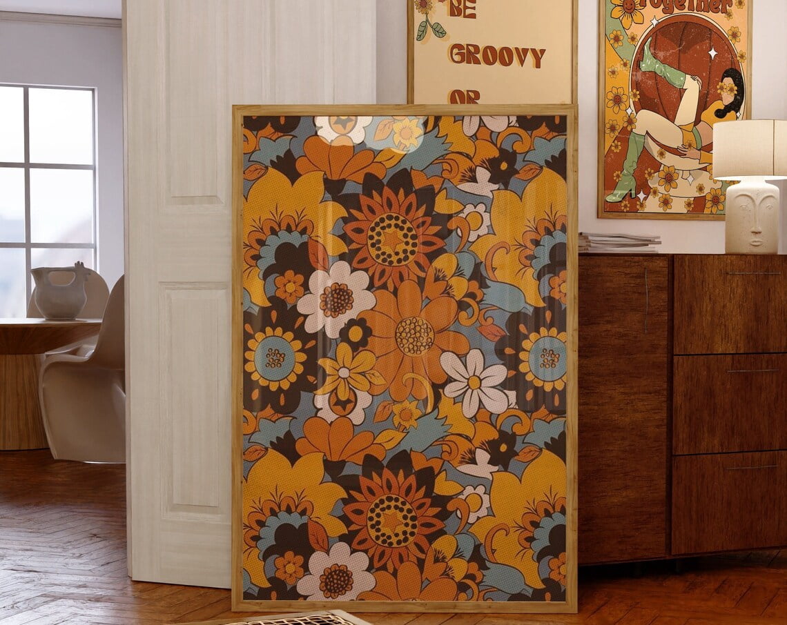 Vintage Flower Poster, 70S Retro Poster, Y2K Print, 70S Psychedelic ...