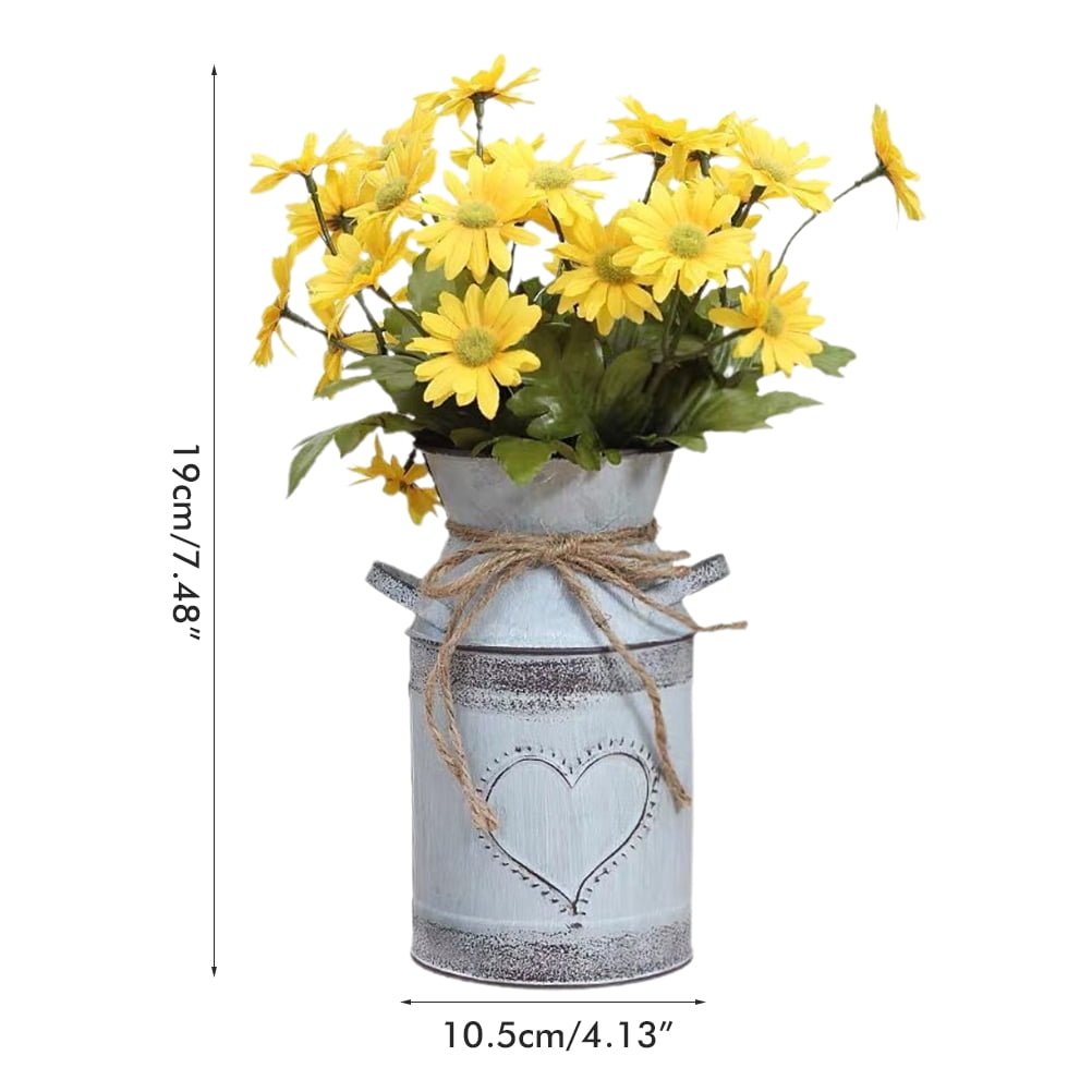 Vintage Flower Pot Iron Flower Pot Rustic Flower Bucket Metal Bucket ...
