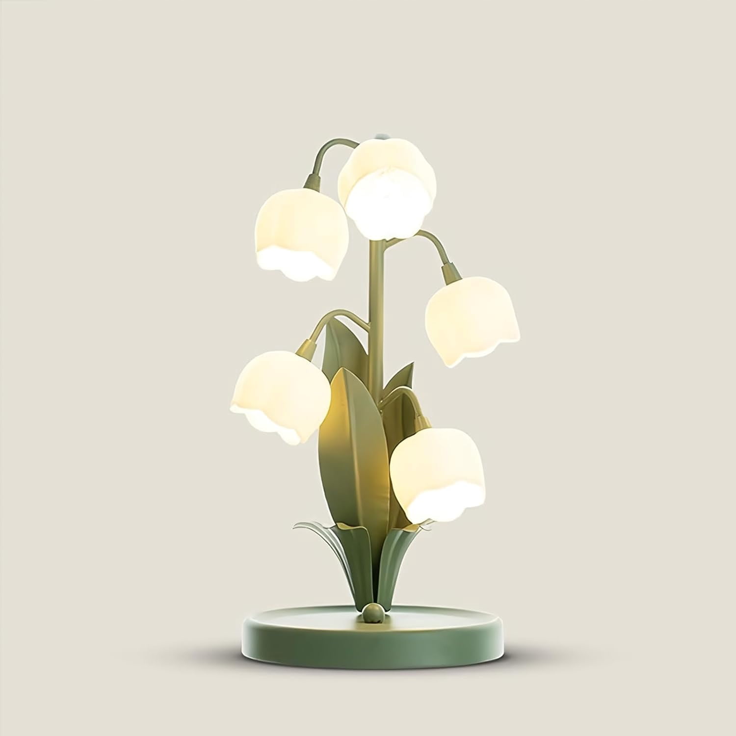 Vintage Flower Table Lamp, Floral Glass Shade, Lily of The Valley ...