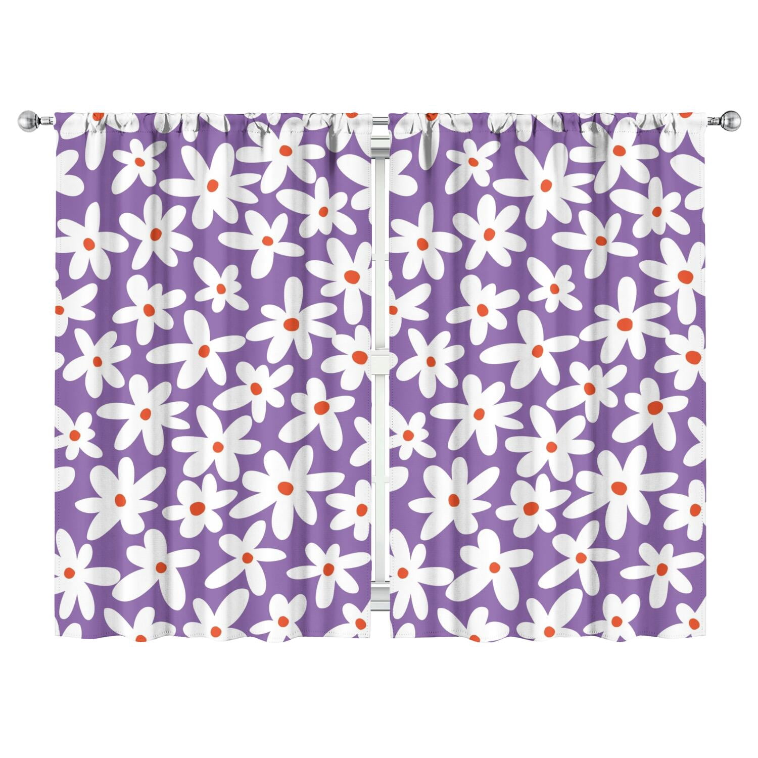Vintage Flower Window Drapes 52x84 for Bedroom and Living Room, Rod ...