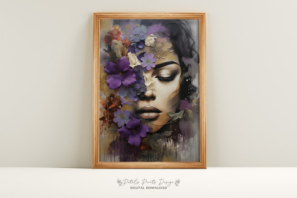 Vintage Flower Woman, Cottagecore Farmhouse Art Home Decor #1866 ...