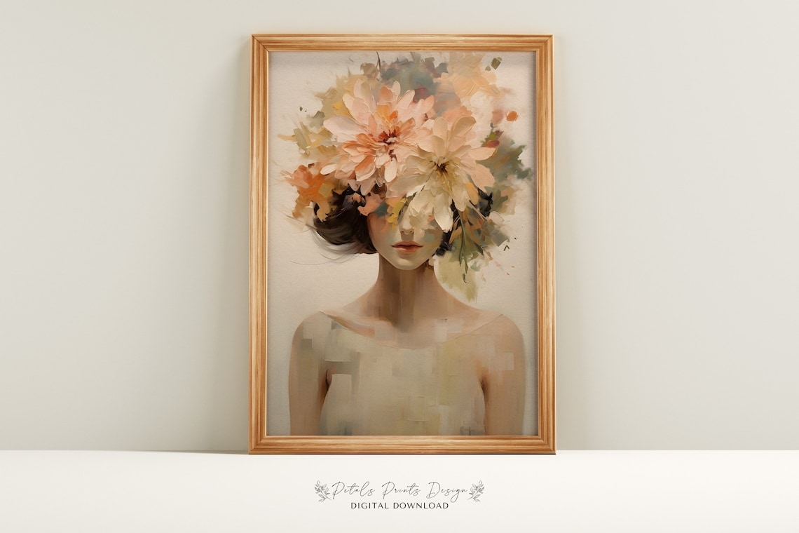 Vintage Flower Woman, Cottagecore Farmhouse Art Home Decor #2043 ...