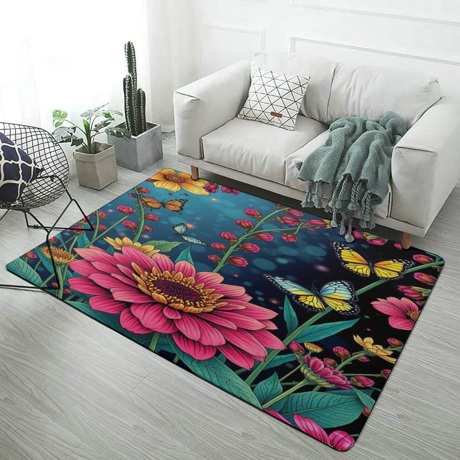 Vintage Flowers Carpet Large Size Living Room American Style Rugs ...