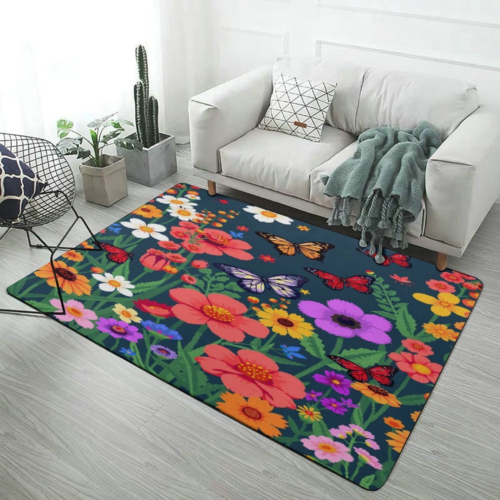 Vintage Flowers Carpet Large Size Living Room American Style Rugs ...