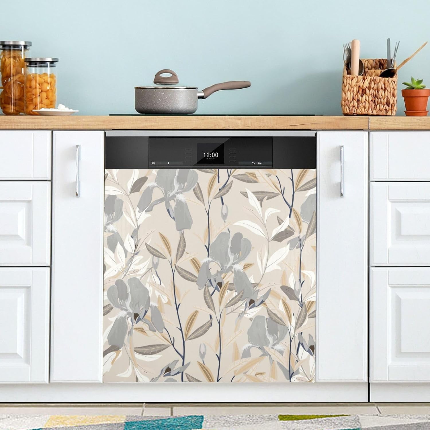 Vintage Flowers Dishwasher Magnet Cover Magnetic Dish Washer Front Door ...