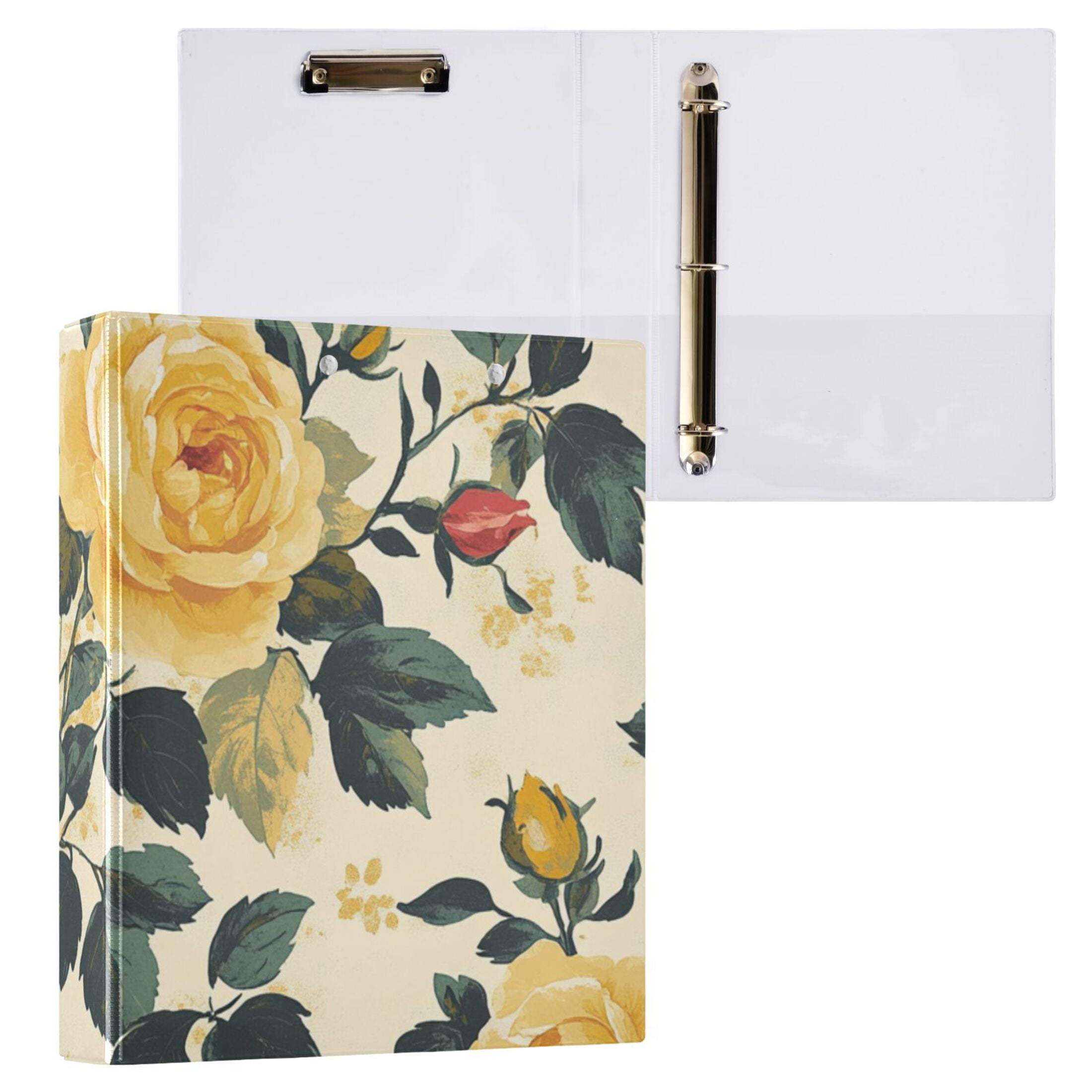 Vintage Flowers Floral 3 Ring Binders 1.5 inch Hardcover File Folders ...