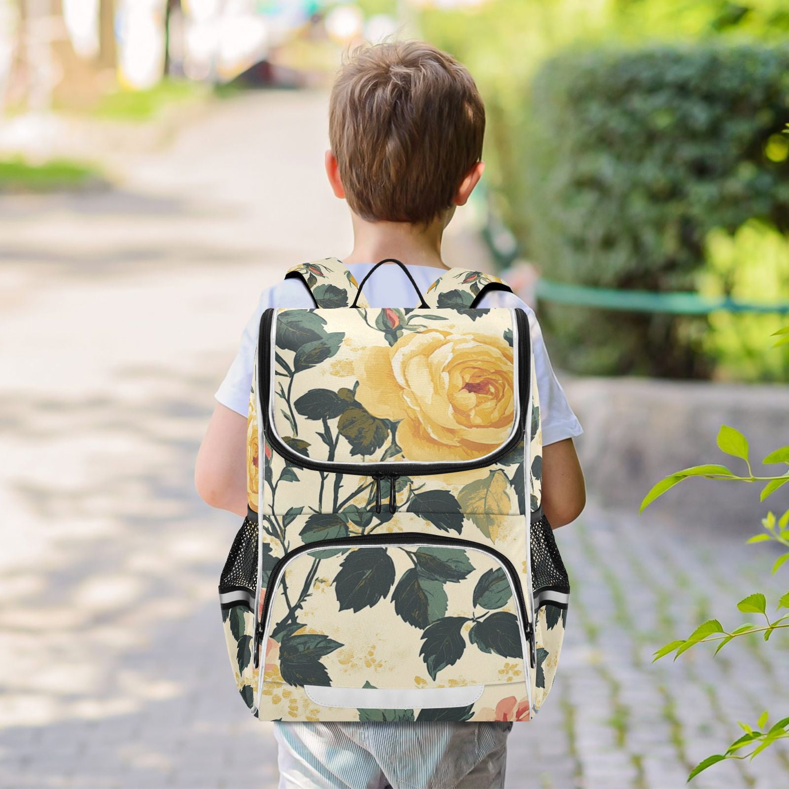 Vintage Flowers Floral Backpack Big Laptop Backpack Casual Daypack ...