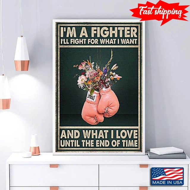 Vintage Flowers Inside Pink Boxing Gloves I'M A Fighter I'Ll Fight For ...