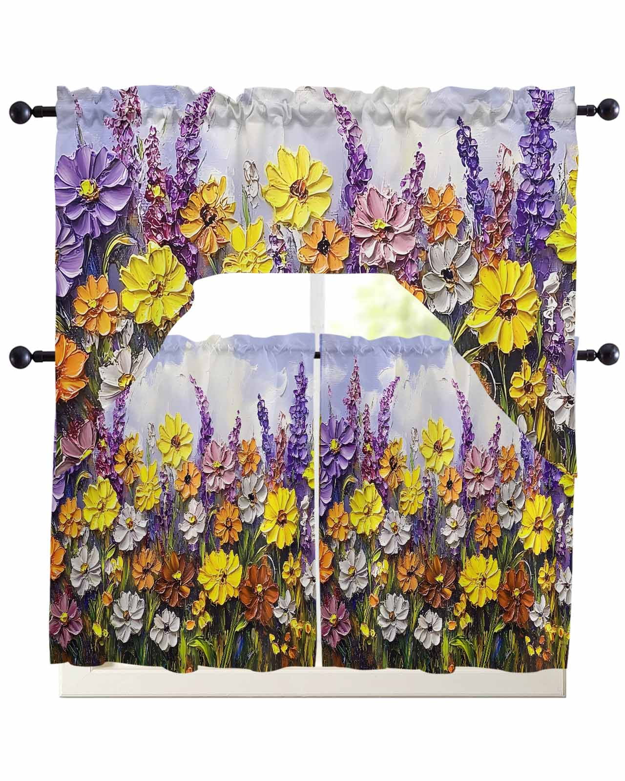 Vintage Flowers Kitchen Curtains Swag Valance and Tier Curtains Set 36 ...
