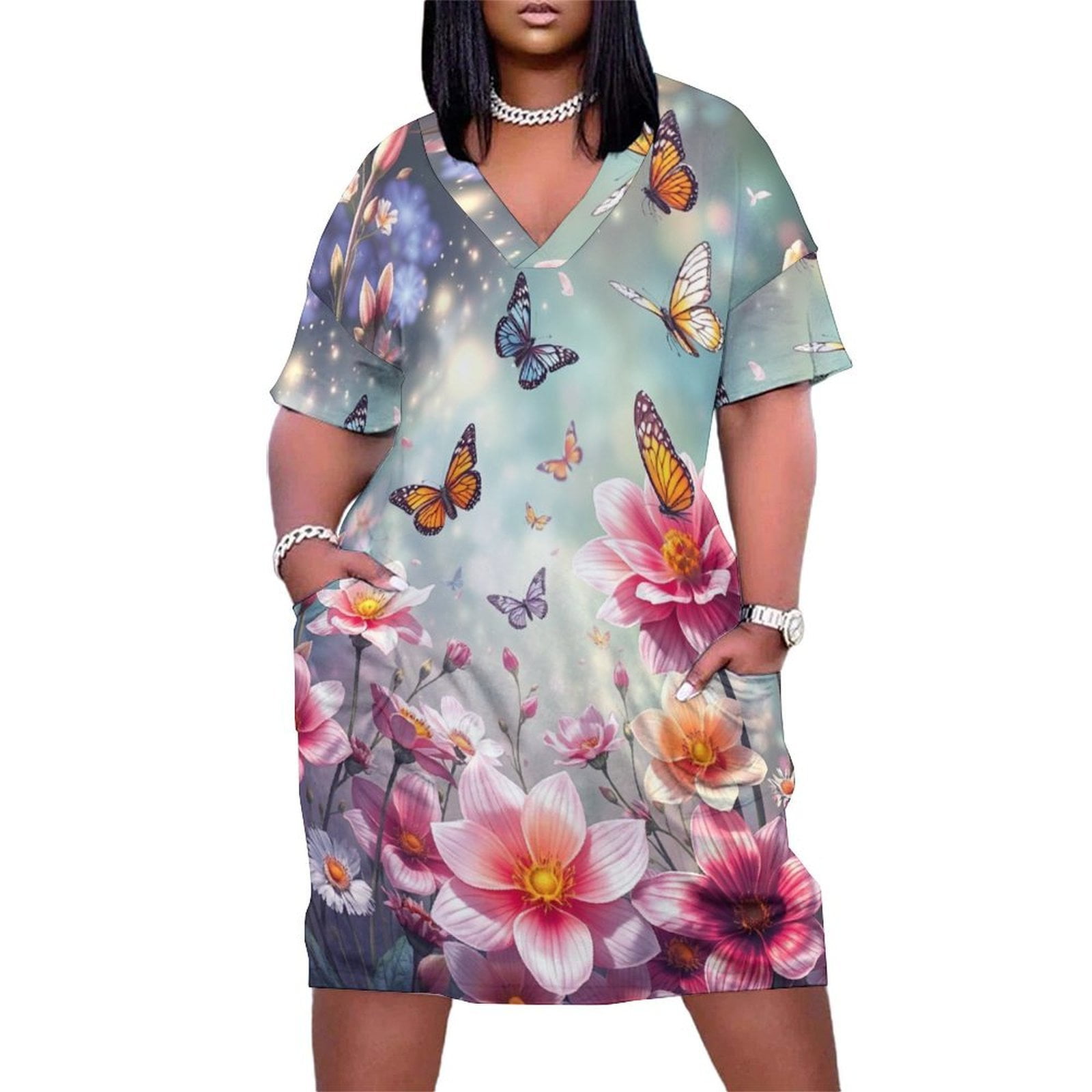 Vintage Flowers Loose Pocket Dress Dress for Women Summer Dresses for Special Events Summer ...