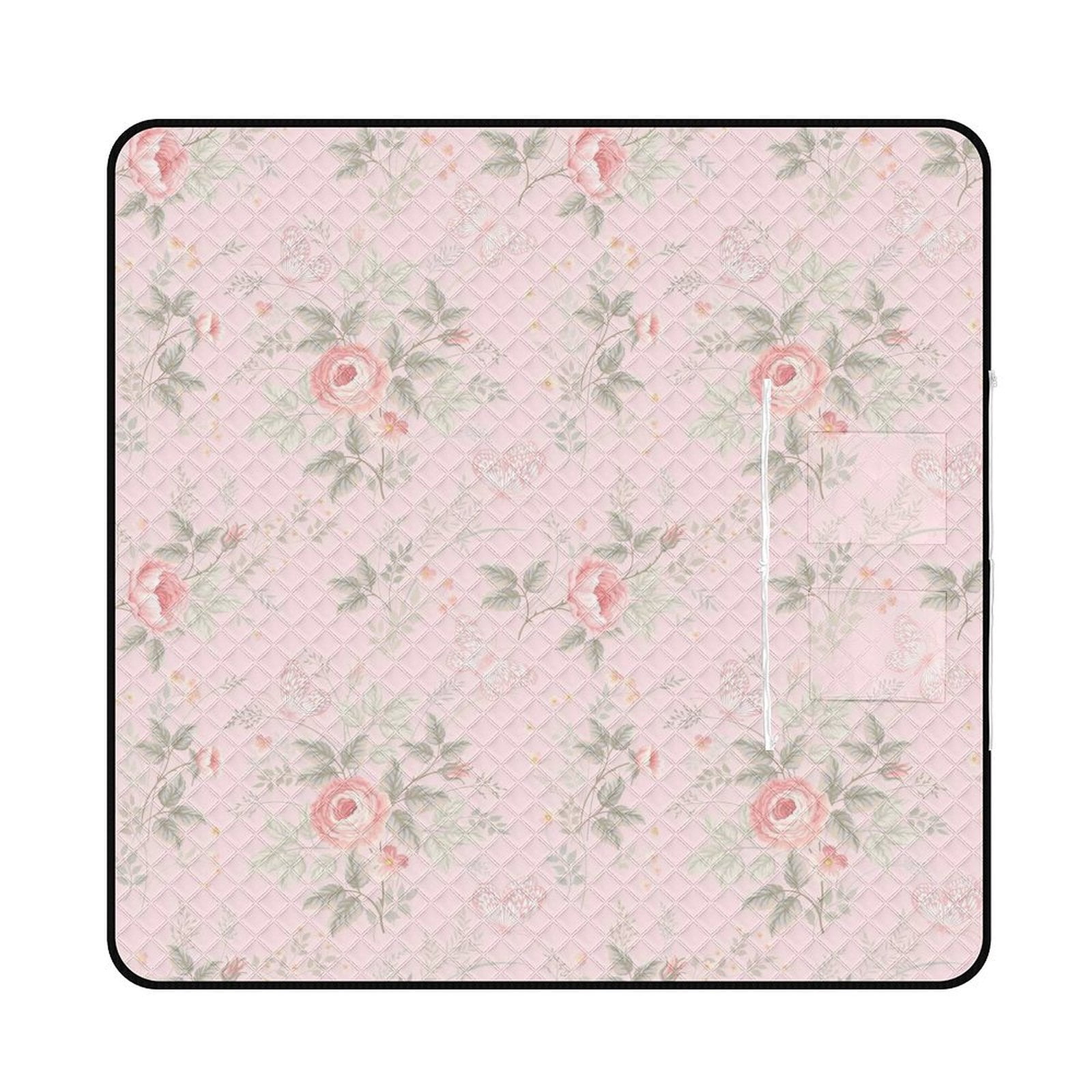Vintage, Flowers, Pink Waterproof Beach Mat Folding Mattress Portable ...