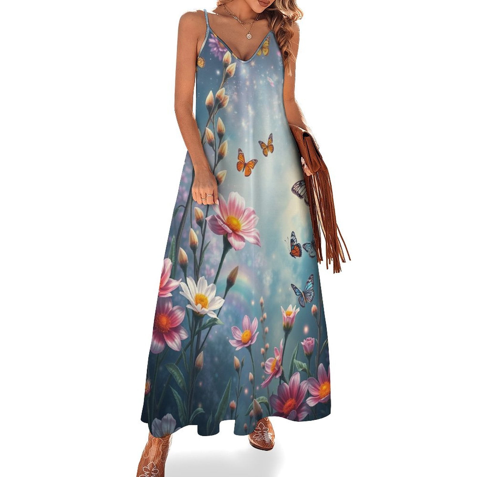 Vintage Flowers Sleeveless Dress Dresses for Women 2025 Luxury Designer ...
