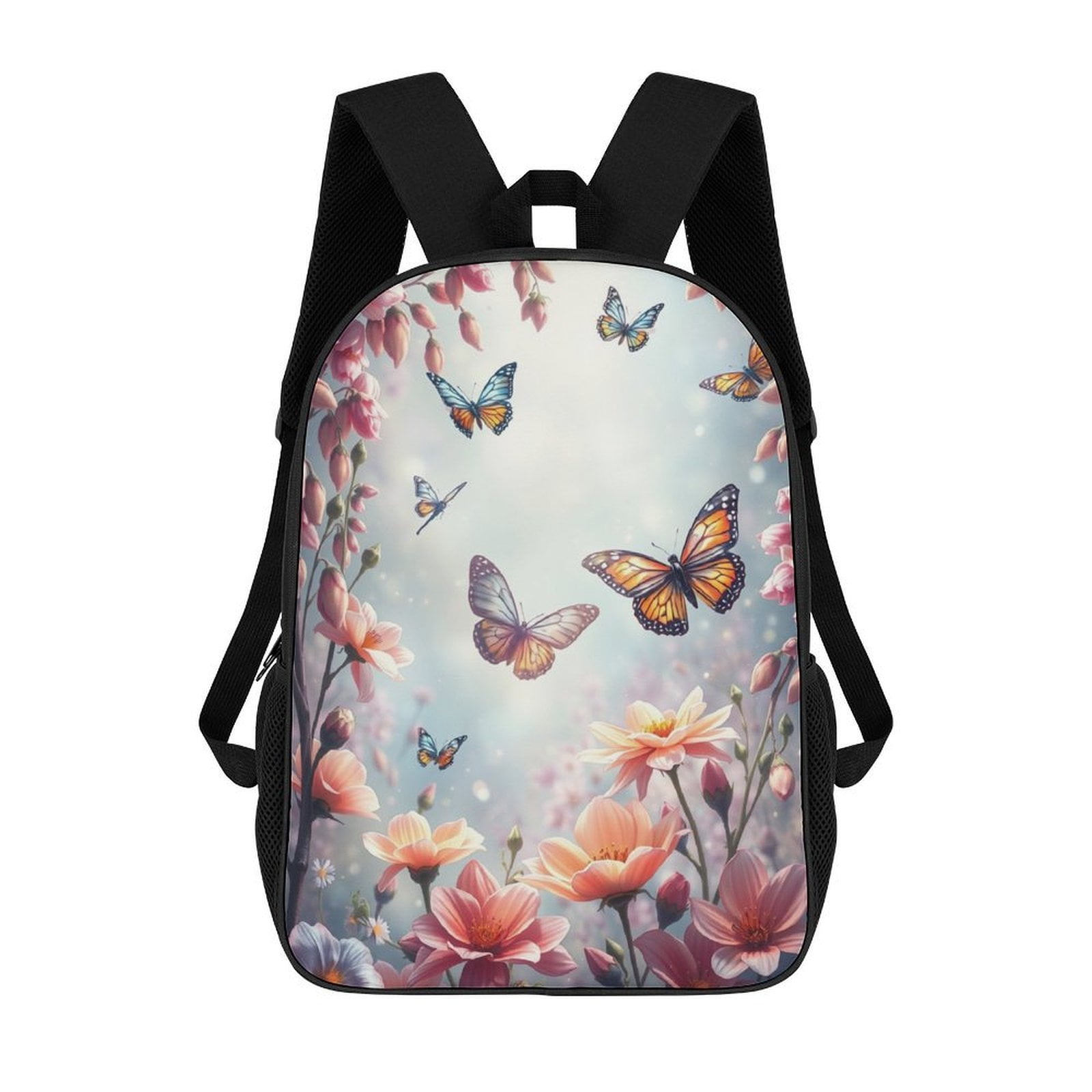 Vintage FlowersZipper Backpack Book Bag Supplies 17 Inch Backpack Bag ...