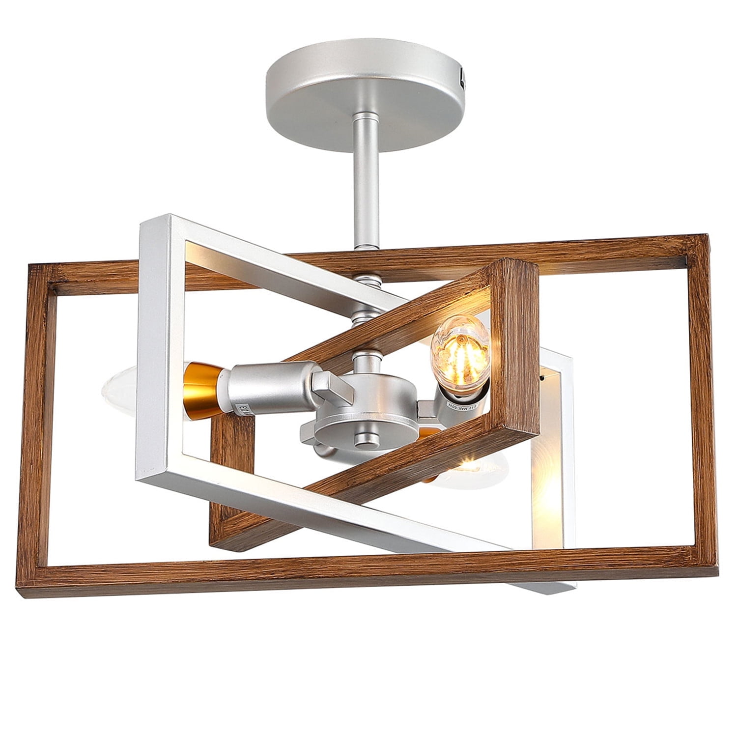Vintage Flush Mount Ceiling Light Fixture with Rotatable Frame, 3-Light ...