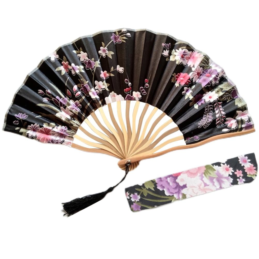 Vintage Foldable Hand Fans Silk Bamboo Women Handheld Fan with Tassels ...