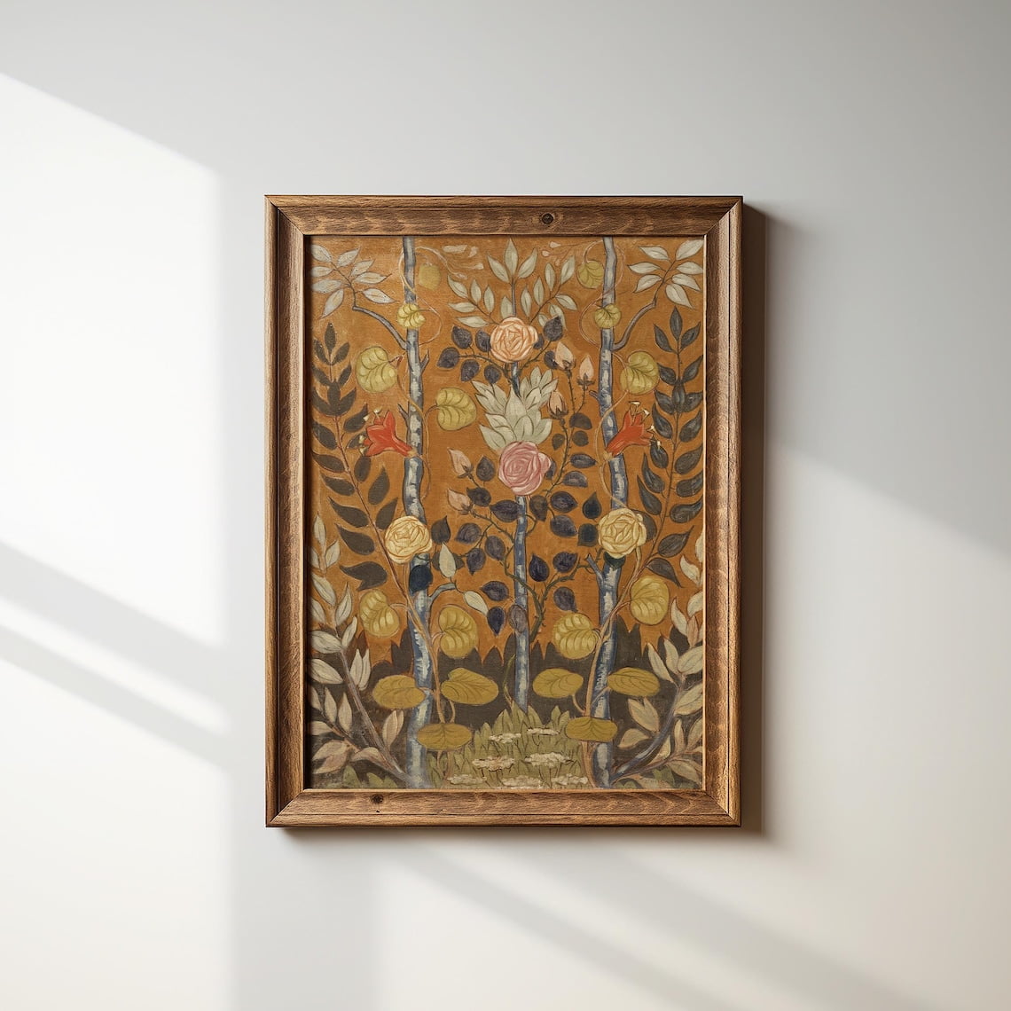 Vintage Folk Art Botanical Wall Print, Grandmillennial Aesthetic Fall ...