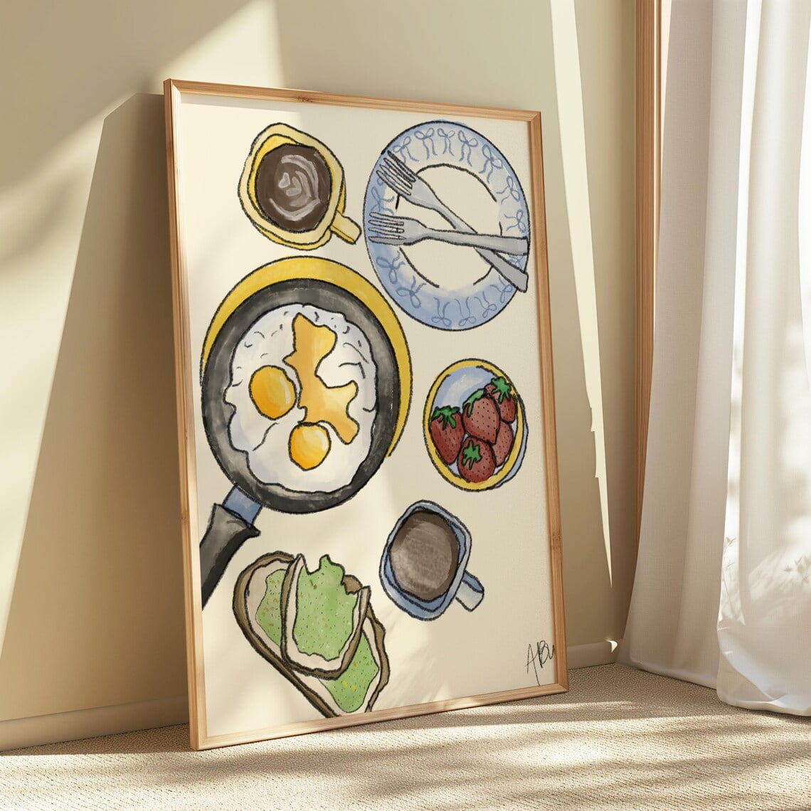 Vintage Food Poster, Kitchen Wall Art, Retro Kitchen Decor, Brunch Wall ...