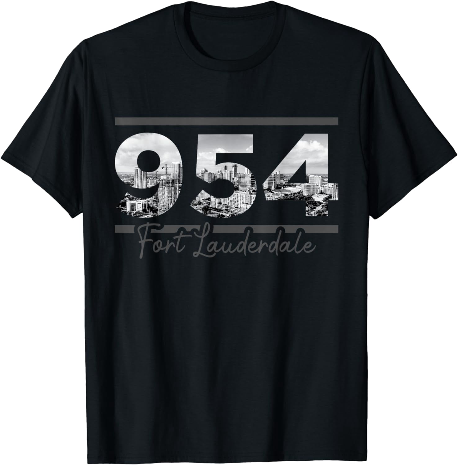 Vintage Fort Lauderdale 954 Area Code Skyline Florida T-Shirt - Walmart.com