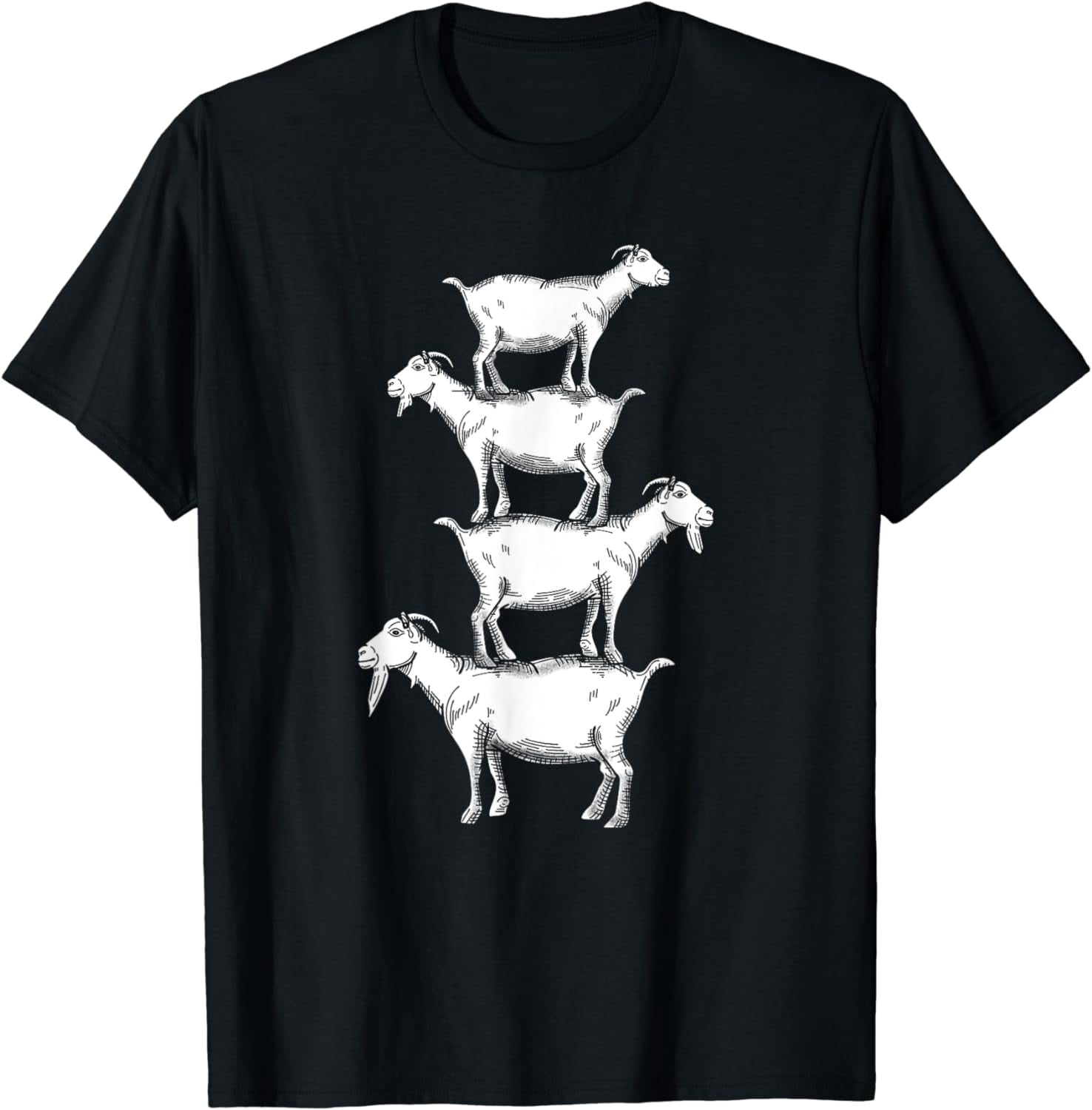 Vintage Four Buck Goats Over Each Other Farmer Goat Lovers T-Shirt ...