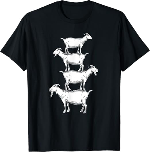 Vintage Four Buck Goats Over Each Other Farmer Goat Lovers T-Shirt ...
