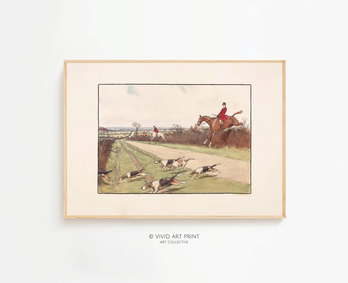 Vintage Fox Hunt Wall Art, Classic Equestrian Home Decor Vivid Art ...