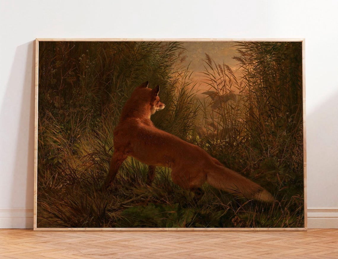 Vintage Fox Poster: Siegwald Dahl Antique Animal Art, Farmhouse Decor ...