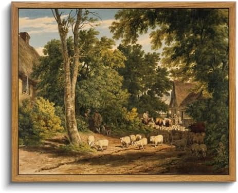 Vintage Framed Wall Art Rural Farm Scene Canvas Art Prints Countryside ...