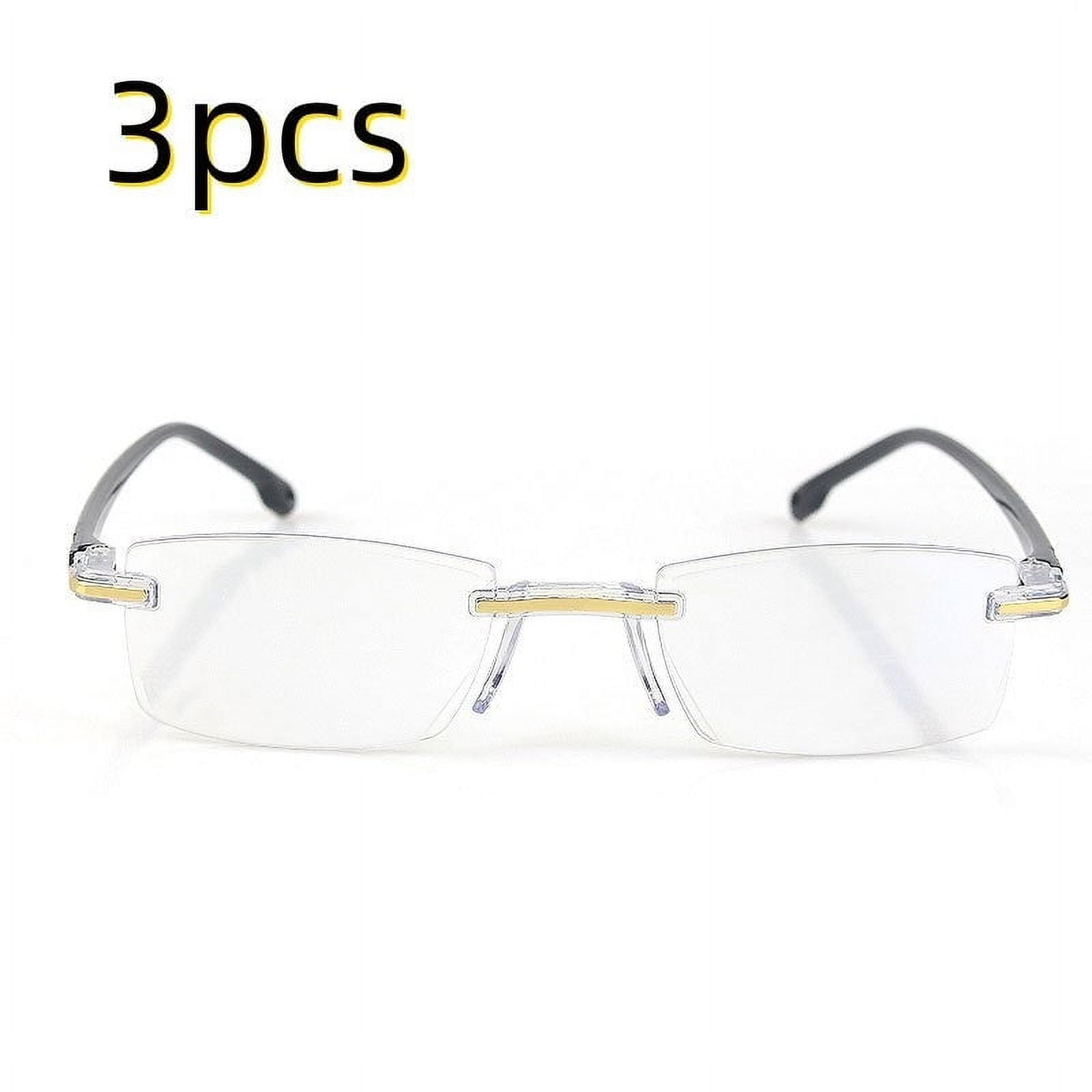 Vintage Frameless Reading Glasses with Diamond Cut Edge, Round Face ...