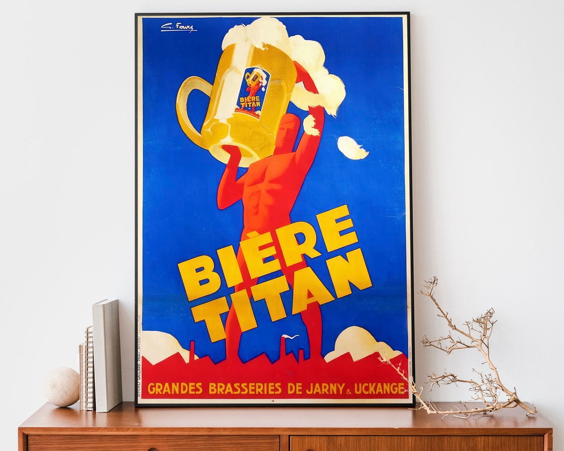 Vintage French Biere Art Print, Advertising Art Print, Art Nouveau ...