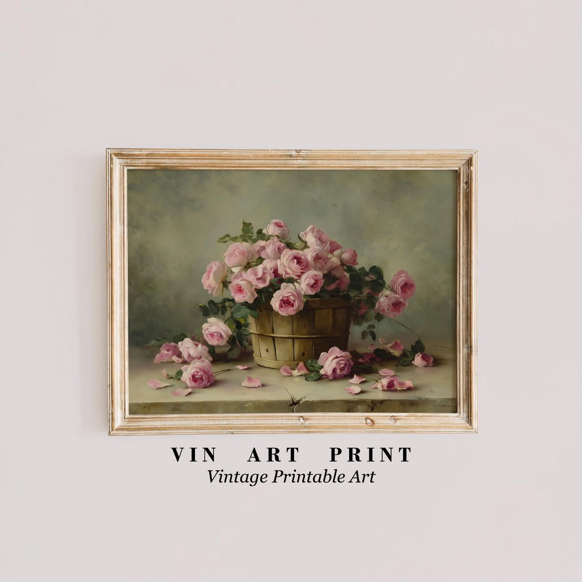 Vintage French Country Rose Bouquet Wall Art, Unframed Canvas Size ...