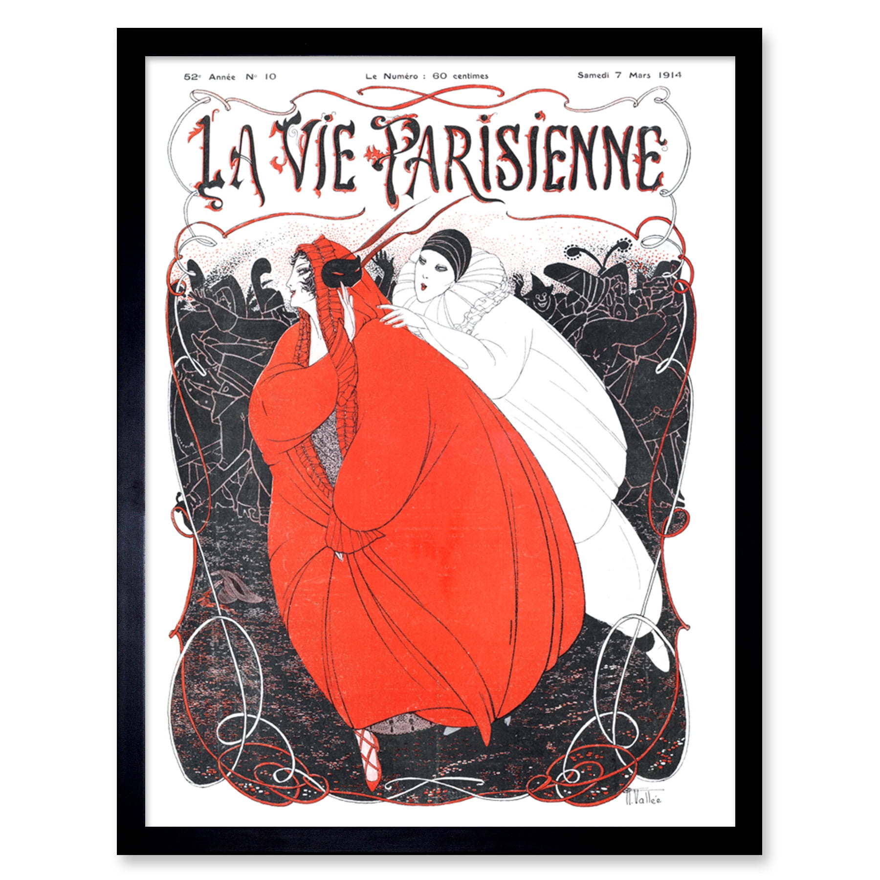 Vintage French Fashion La Vie Parisienne Red Woman Pierrot Clown ...