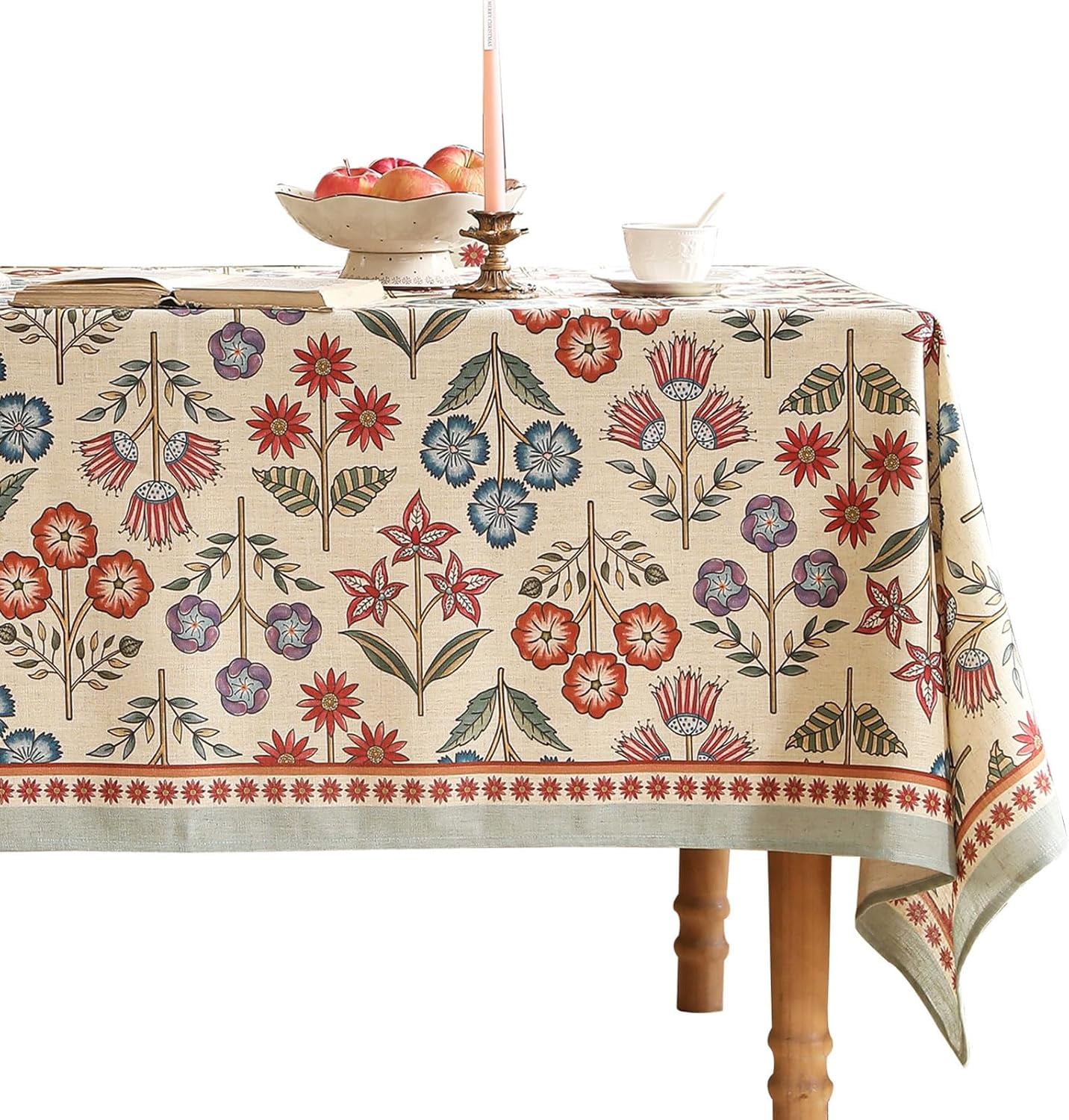 Vintage French Linen Rectangle Tablecloth,Multiple Prints Table Cloth ...
