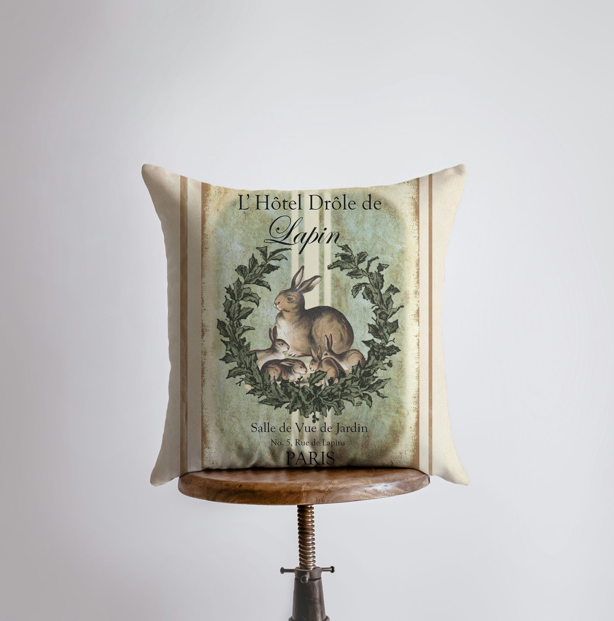 Vintage French Rabbit Design Pillow Cover | Farmhouse Decor | Home ...