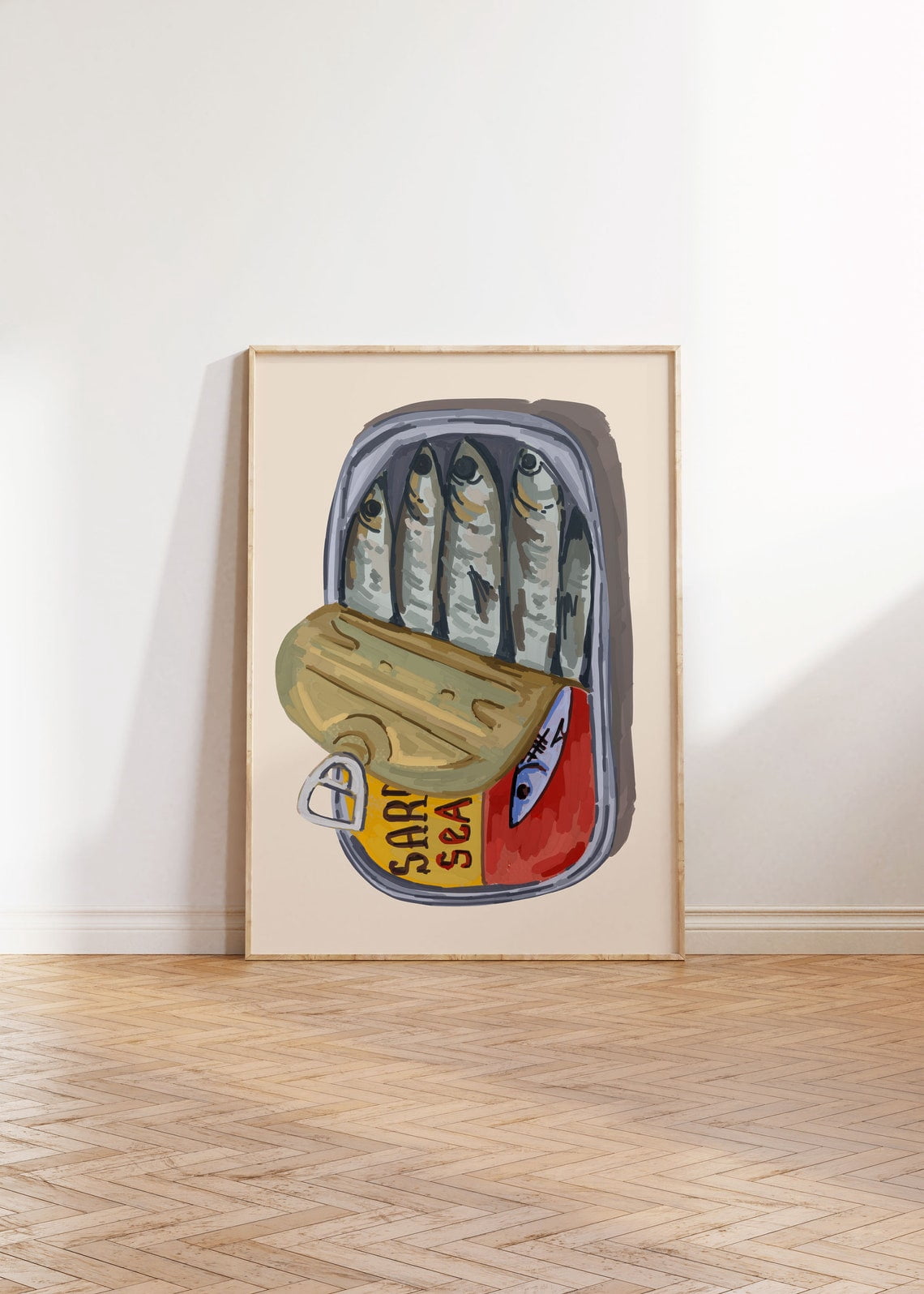 Vintage French Sardines Food Illustration Wall Art, Unframed Canvas ...