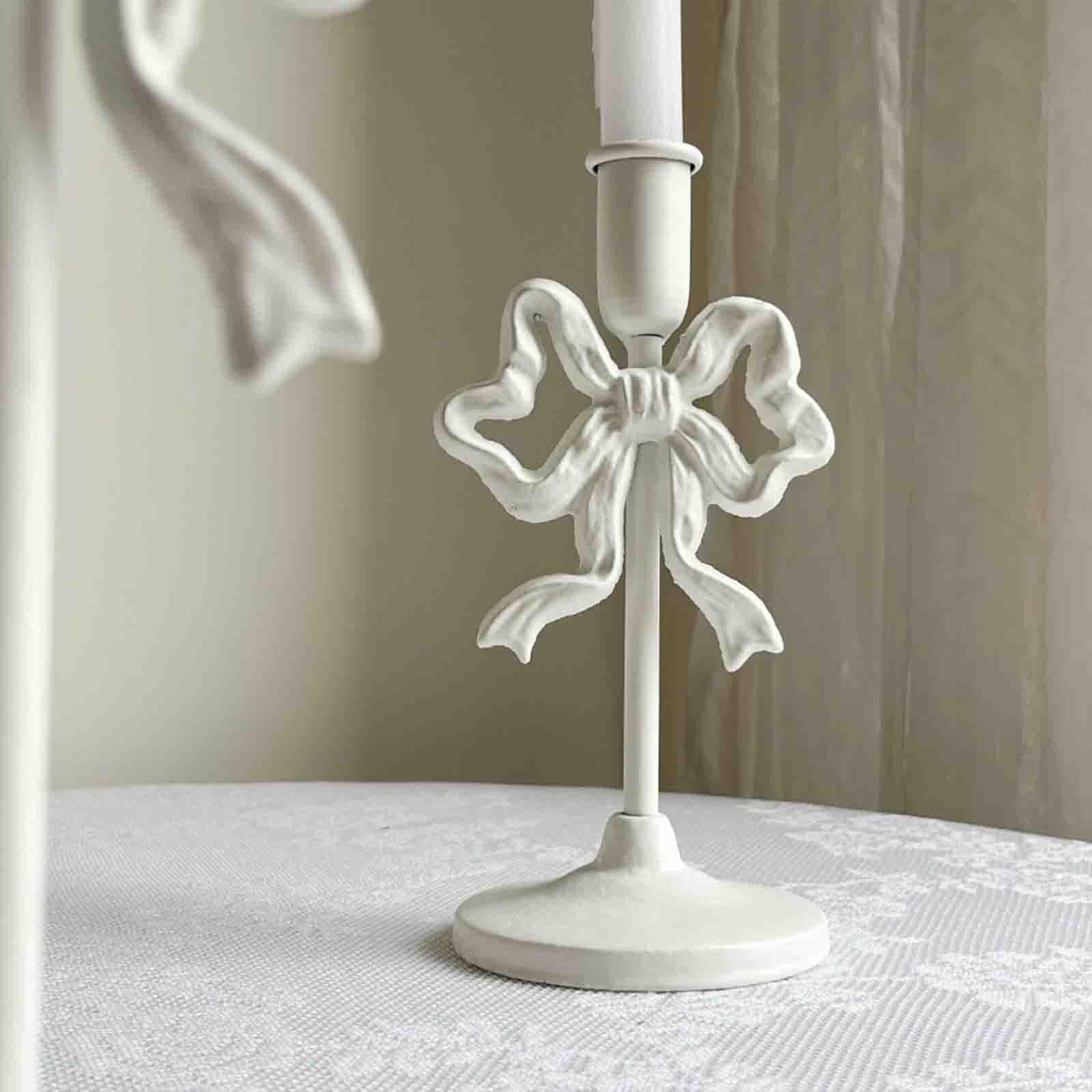 Vintage French Style Iron Bow Candle Holder - Metal Candlestick for ...