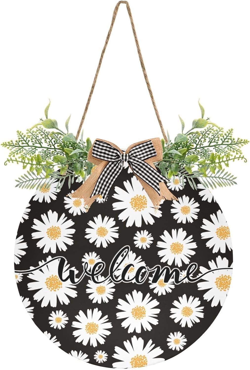 Vintage Fresh Daisy Welcome Sign Farmhouse Front Porch Door Hanging ...