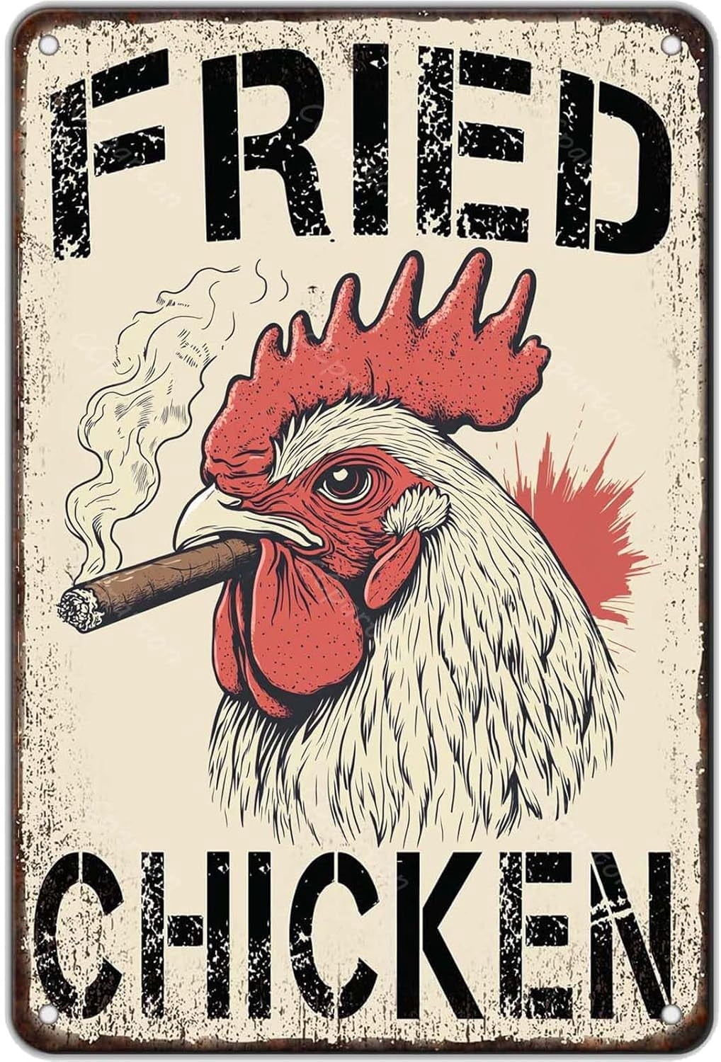 Vintage Fried Chicken Rooster Metal Sign 8x12 Inch Aluminum Tin Poster ...