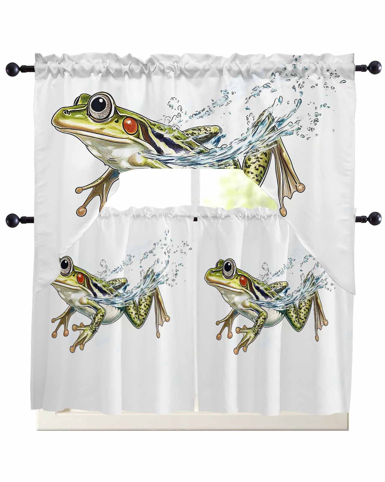Vintage Frog Kitchen Curtains Swag Valance and Tier Curtains Set 24 ...