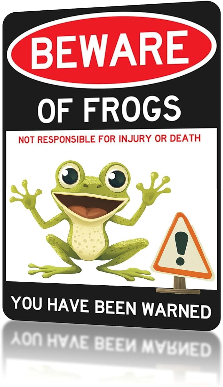 Vintage Frog Metal Sign Beware of Frogs Funny Warning Tin Signs Wall ...