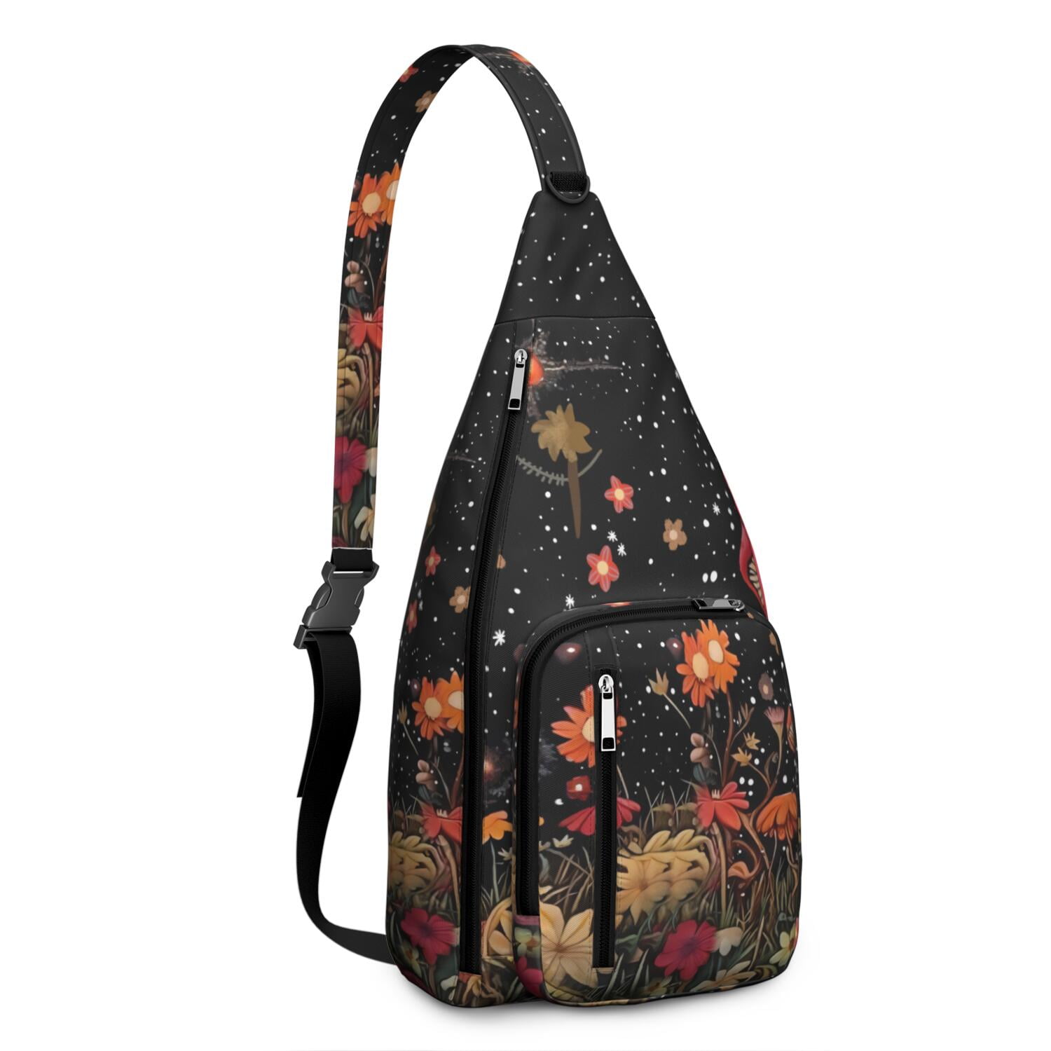 Vintage Fungi Crossbody Bag - Boho Woodland Mushroom, Multiple Pockets ...