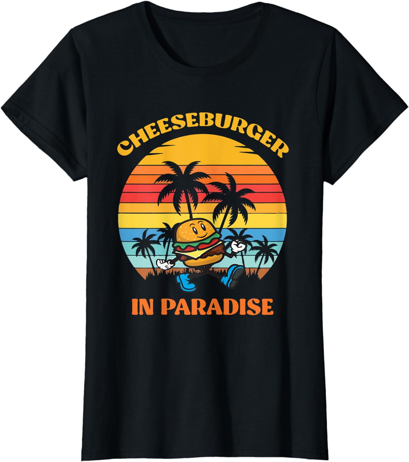 Vintage Funny Cheeseburger Summer Vacation Paradise T-Shirt - Walmart.com