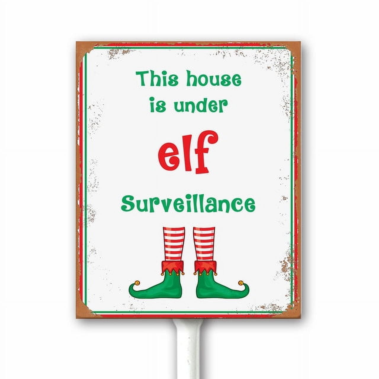 Vintage Funny Christmas Yard Sign This House Is Under Elf Surveillance ...