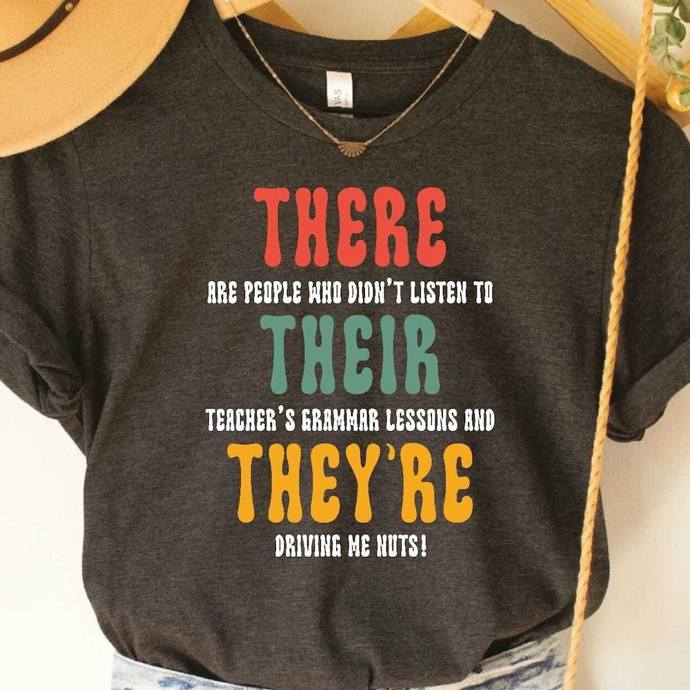 Vintage Funny Grammar For Teacher There Their They'Re English Teacher Gift Grammar - Perfect ...